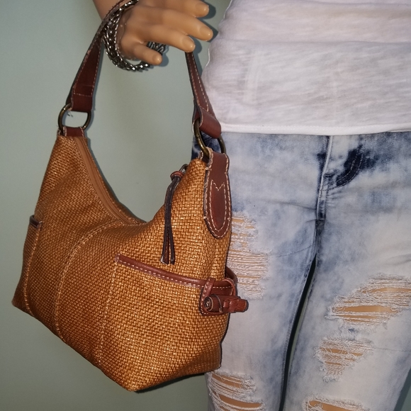 Fossil | Bags | Fossil Genuine Classic Tan Woven Leather Handbag | Poshmark